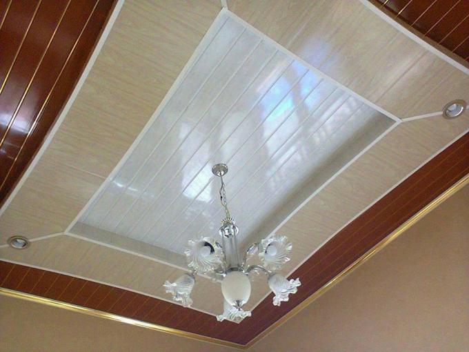 Yellow Wood Pvc Panel For Ceiling Decorative 25cm Width OEM / ODM Available