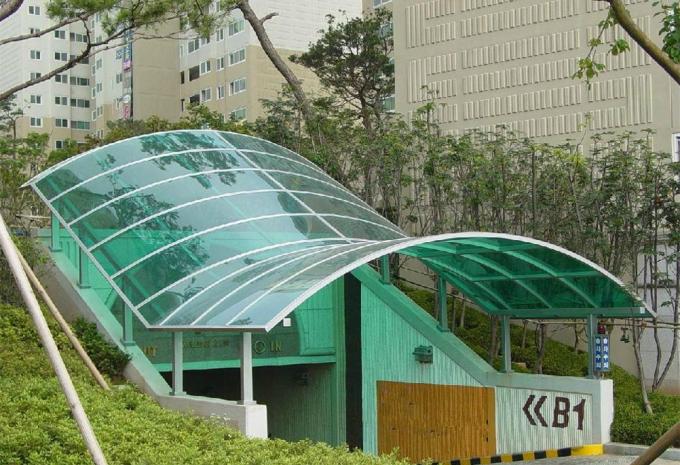 Unbreakable Polycarbonate Panel Green Color For Underground Garage Exit Unbreakable Polycarbonate Panel Green Color For Underground Garage Exit
