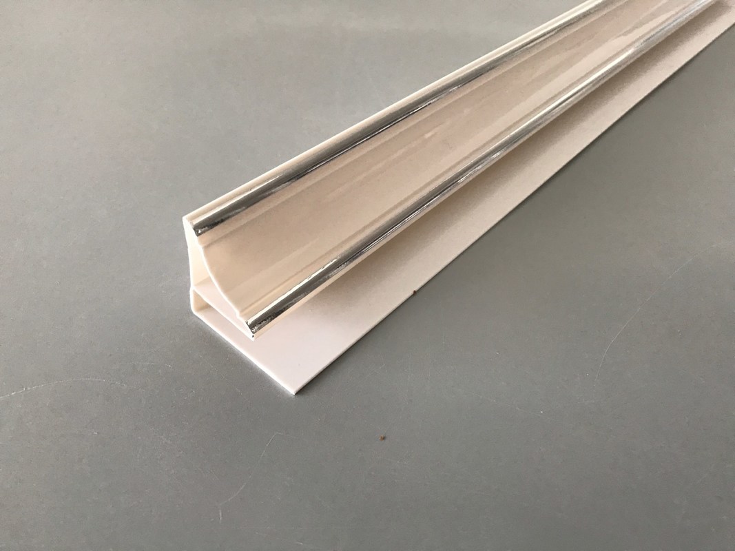 9mm / 10mm Big Size White PVC Extrusion Profiles With Two Silver Lines