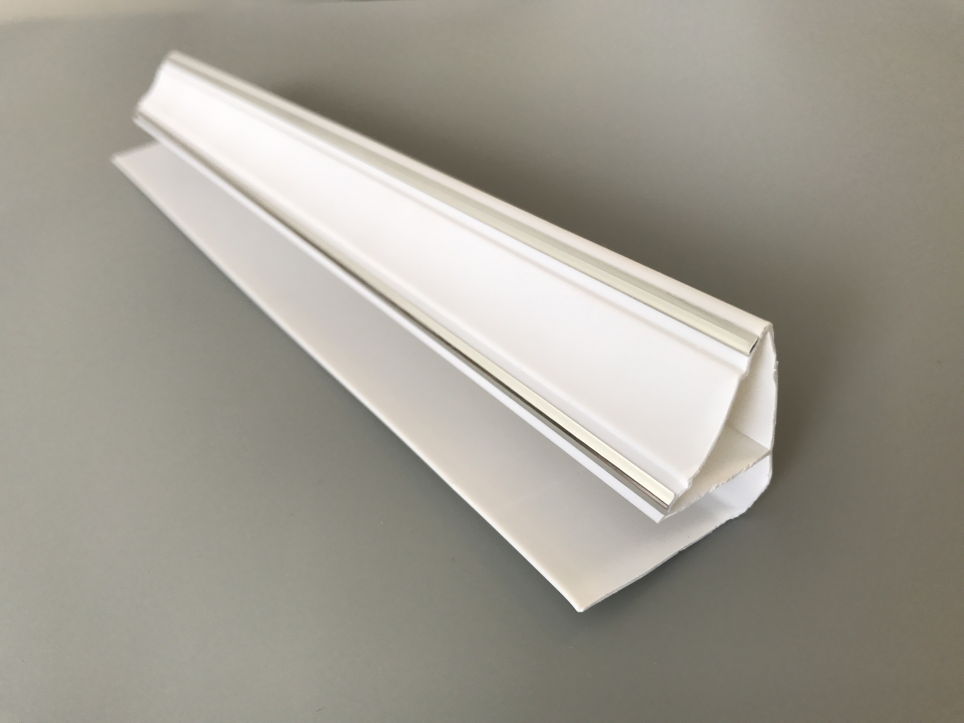 Customized Length Pvc Angle Profile , White Plastic Angle Trim With Two ...